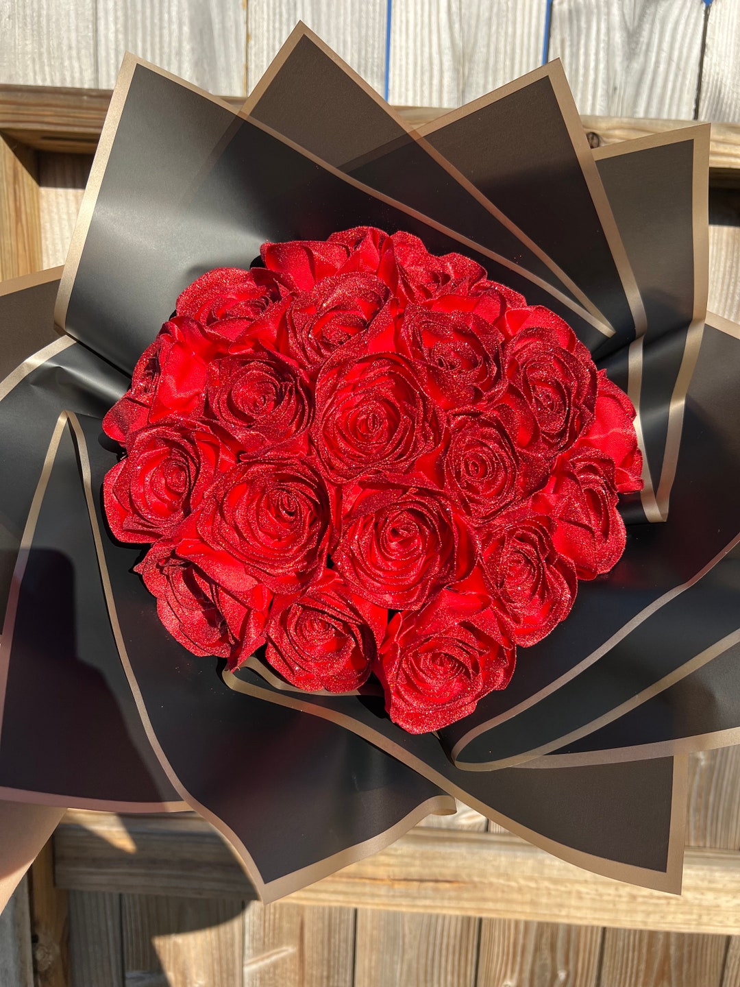 20 and 24 Count Glitter Forever Roses Bouquet - Etsy