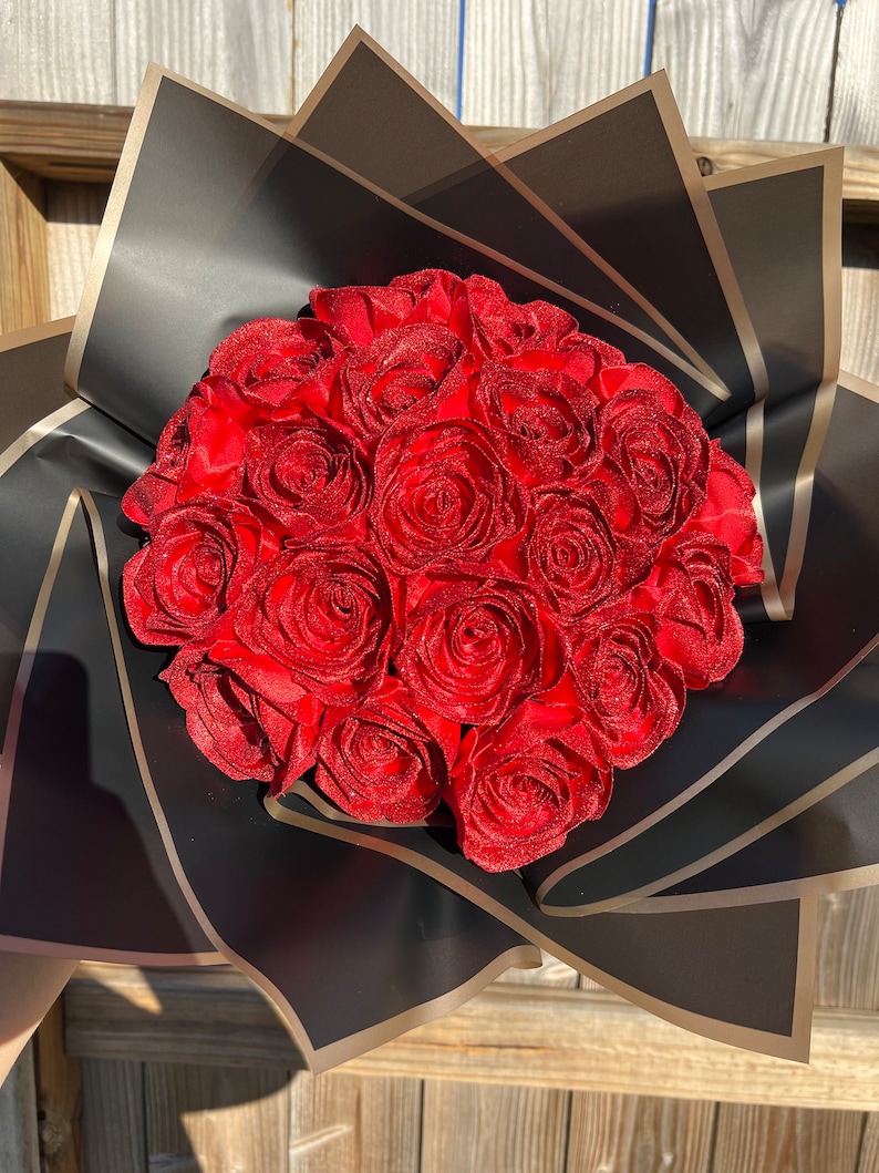 20 and 24 Count Glitter Forever Roses Bouquet - Etsy