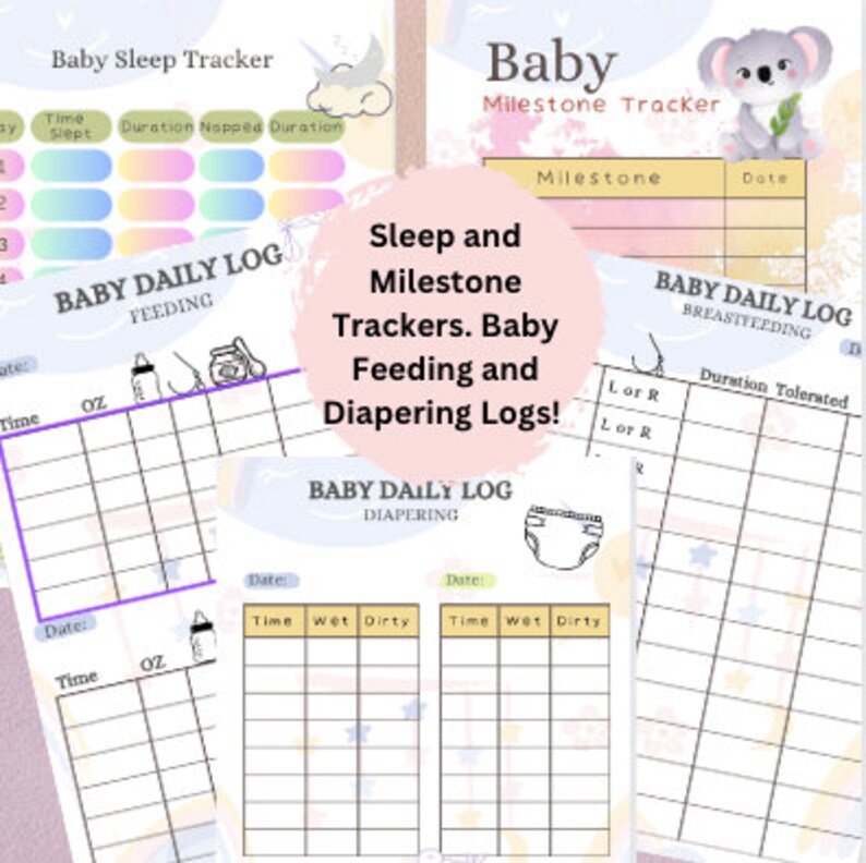 Printable Baby Planner, Printable Planner, Diapering Log, Sleep Tracker ...