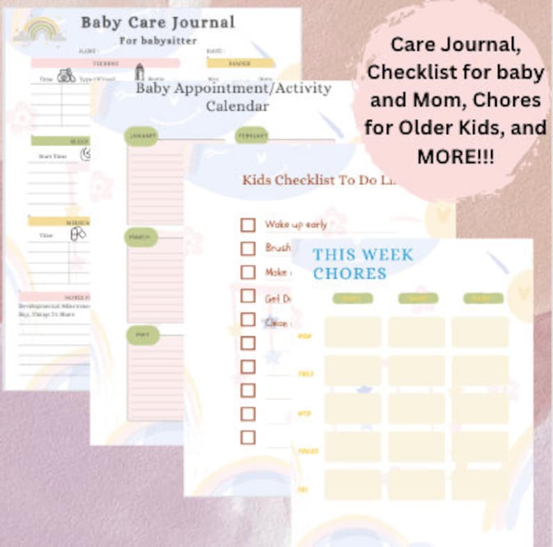 Printable Baby Planner, Printable Planner, Diapering Log, Sleep Tracker ...