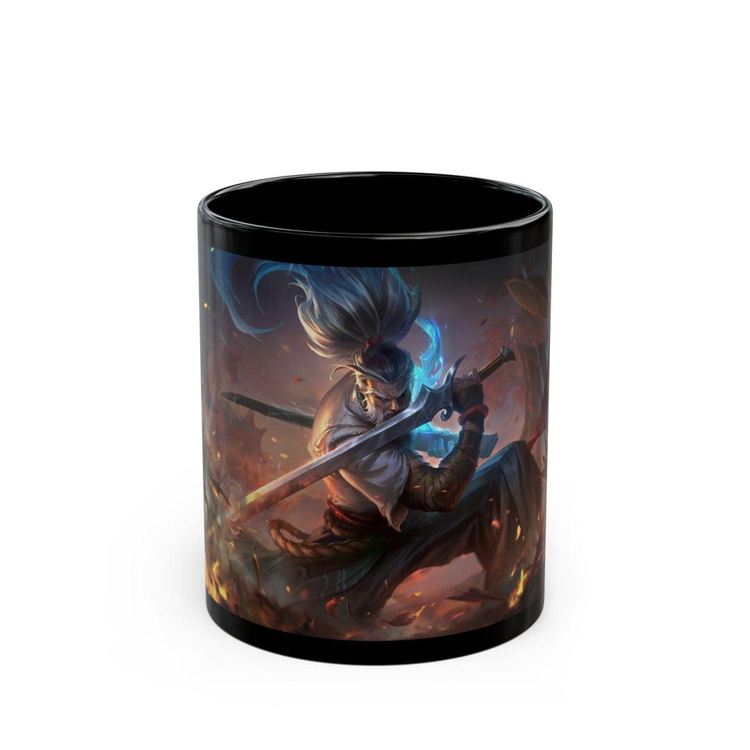 Yasuo Mug, League of Legends Coffee Cup, Gaming Tea Mug, Black Ceramic ...