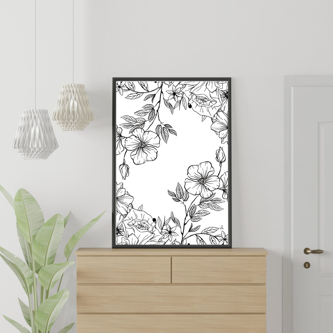 Colouring Page, Floral Colouring Page, Colouring Page for Adults, Adult ...