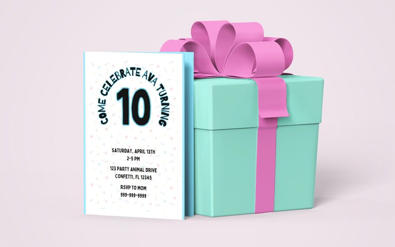 Simple Confetti Birthday Invitation, Editable Digital Template, INSTANT ...