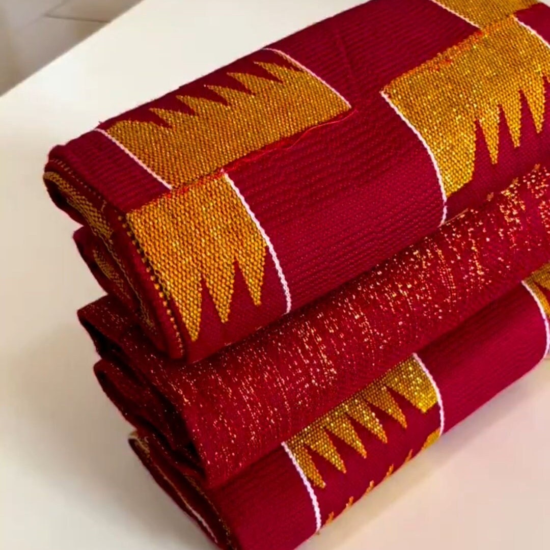 Kente Heaven Hand Weaved Kente Cloth KH227 With Shimmering Gold With ...