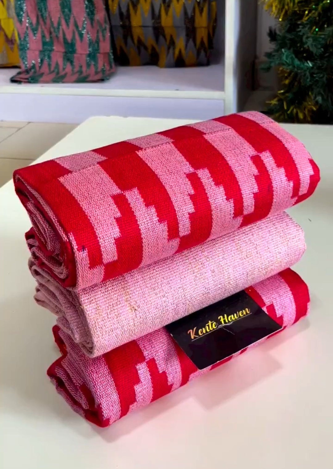 Kente Heaven Hand Weaved Kente Cloth KH174 With Shimmering Pink. - Etsy