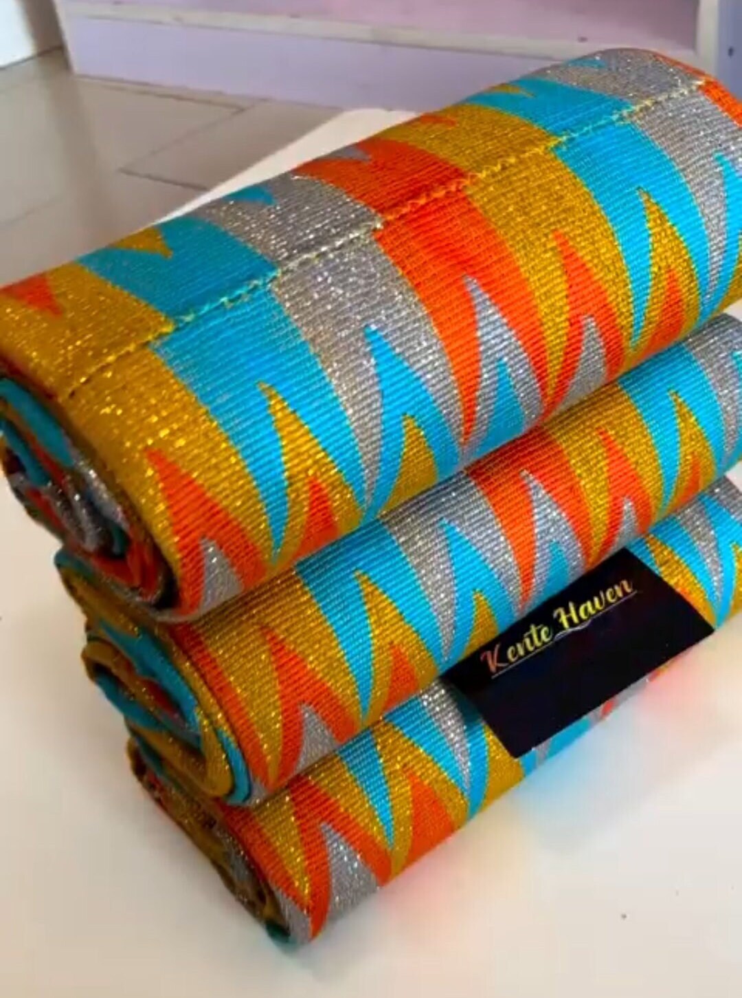 Kente Heaven Hand Weaved Kente Cloth KH118 With Shimmering Gold ...
