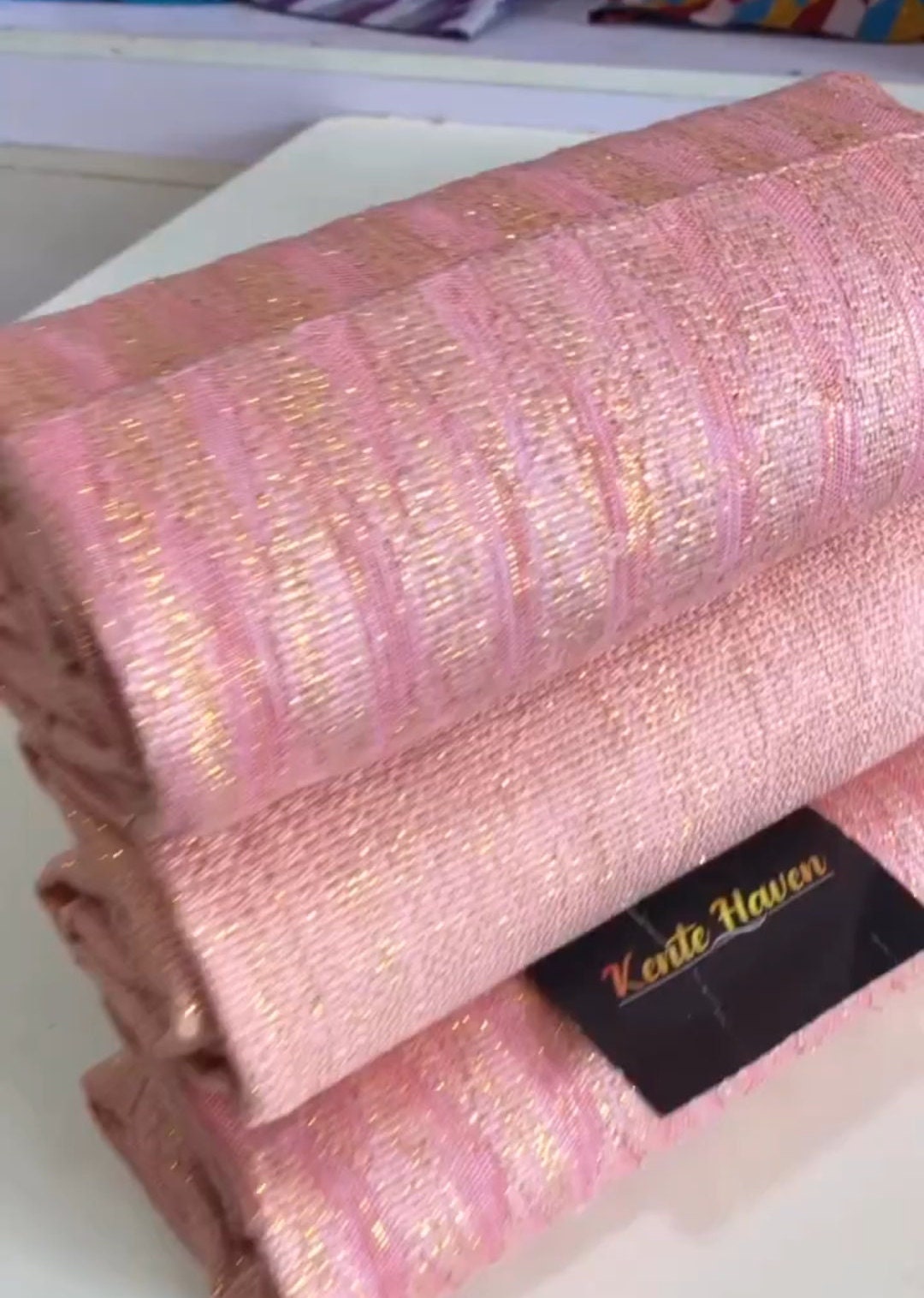 Kente Heaven Hand Weaved Kente Cloth KH189 All Shimmering Pink Pattern ...