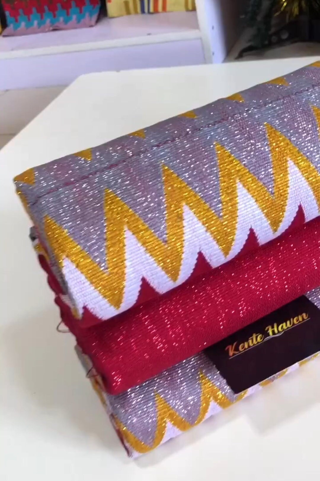 Kente Heaven Hand Weaved Kente Cloth KH247 With Shimmering Silver ...