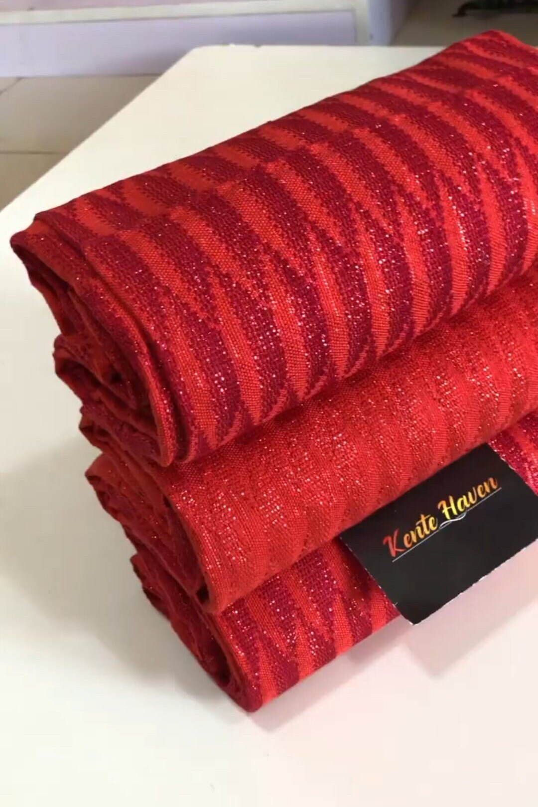 Kente Heaven Hand Weaved Kente Cloth KH231 With All Shimmering Red - Etsy
