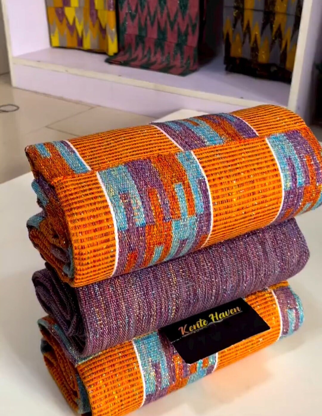 Kente Heaven Hand Weaved Kente Cloth KH132 With All Shimmering Pattern ...