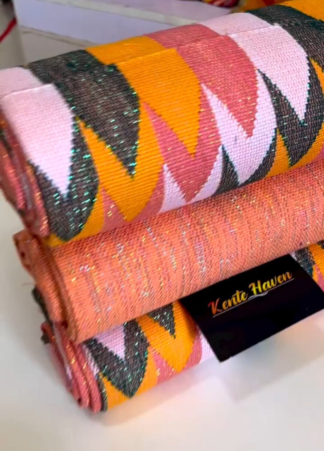 Kente Heaven Hand Weaved Kente Cloth With Ombre Plain KH351 With 2 ...
