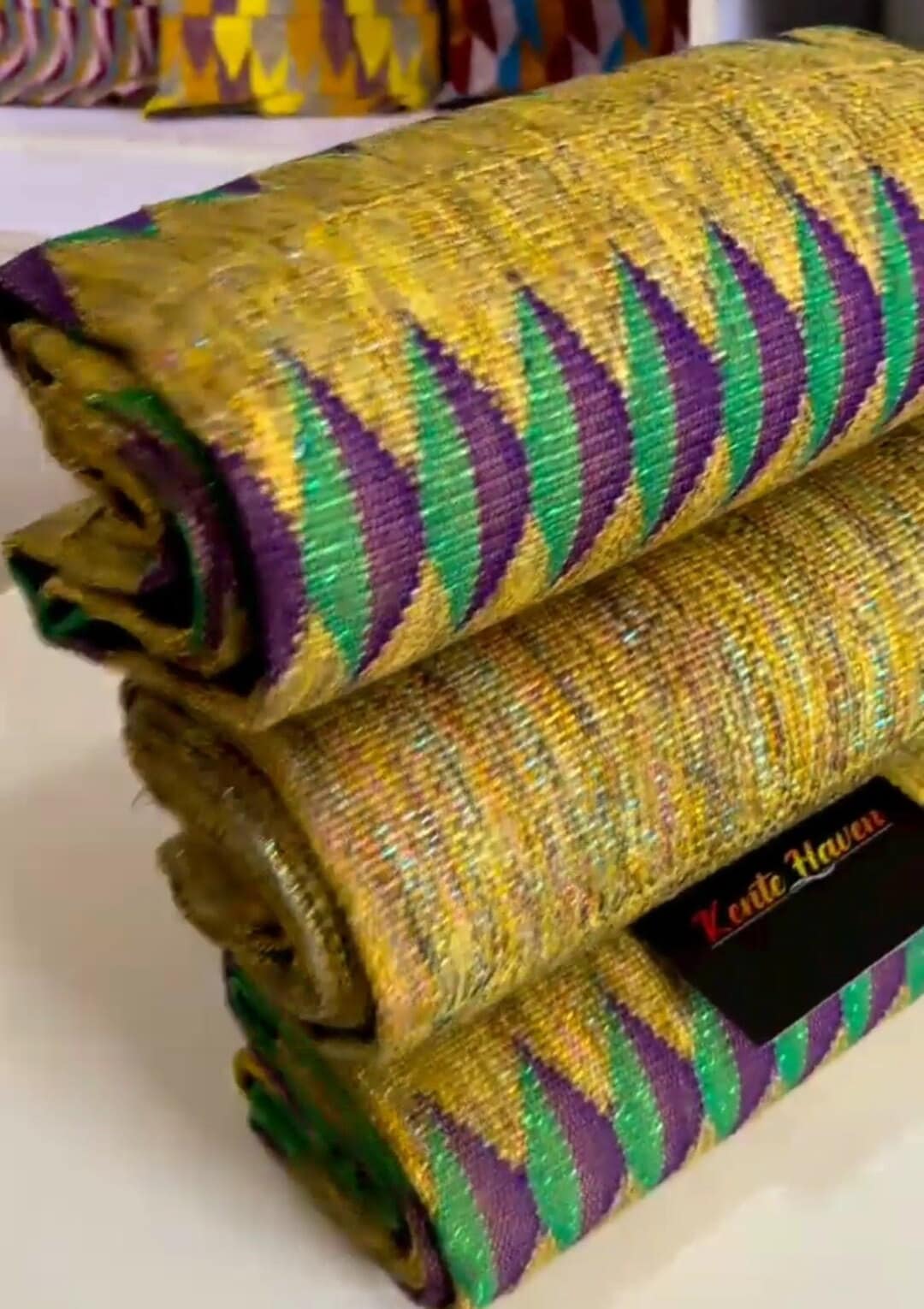Kente Heaven Hand Weaved Kente Cloth KH154 With Shimmering Yellow ...