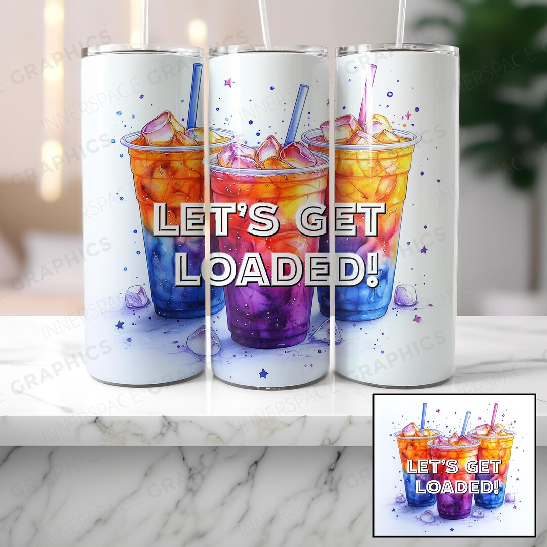 SEAMLESS Let's Get Loaded Tea Bright Colors 20oz Skinny Tumbler ...