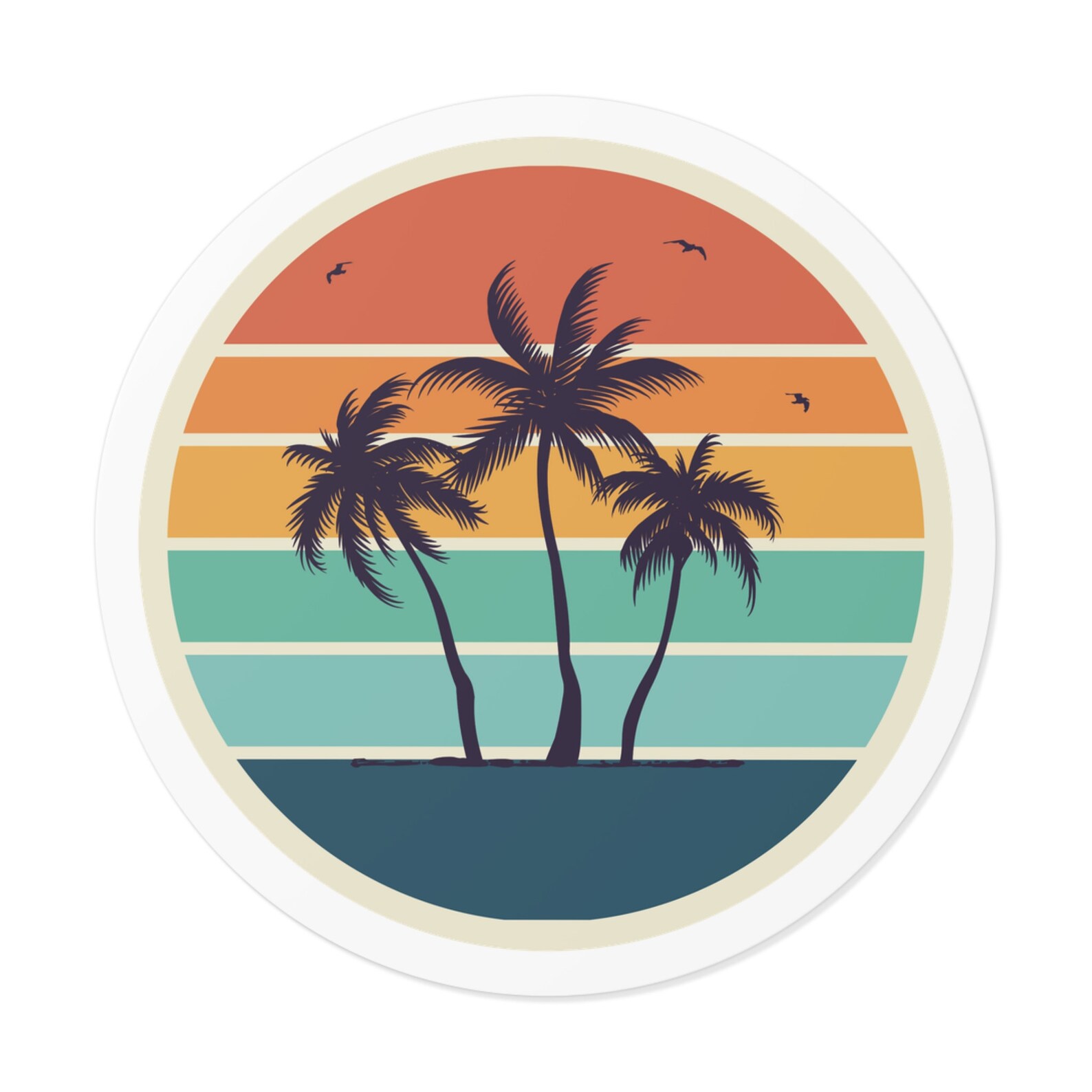 Retro Tropical Sunset Vinyl Sticker - Etsy