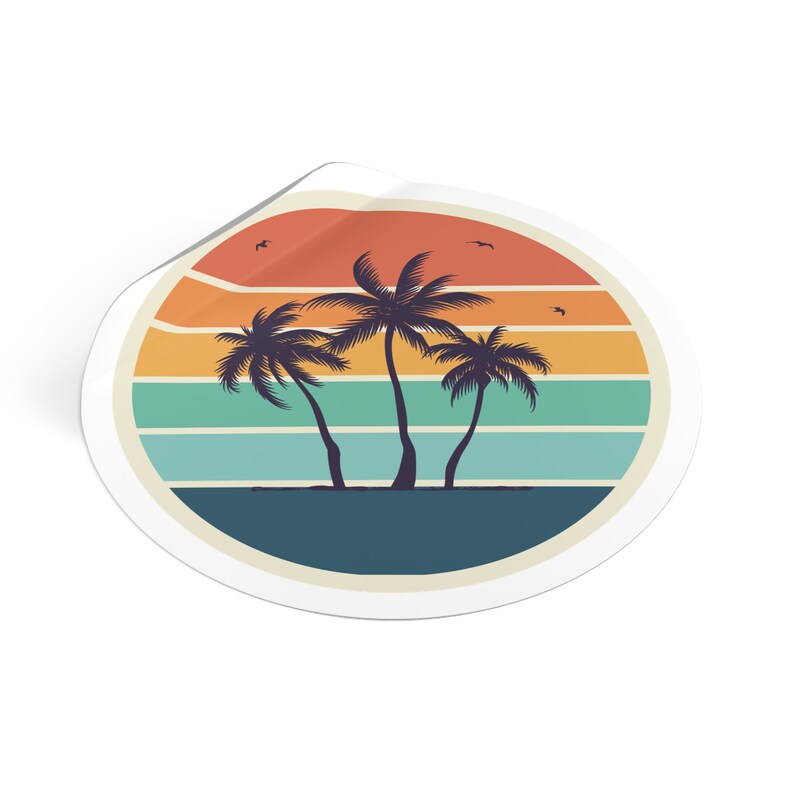 Retro Tropical Sunset Vinyl Sticker - Etsy