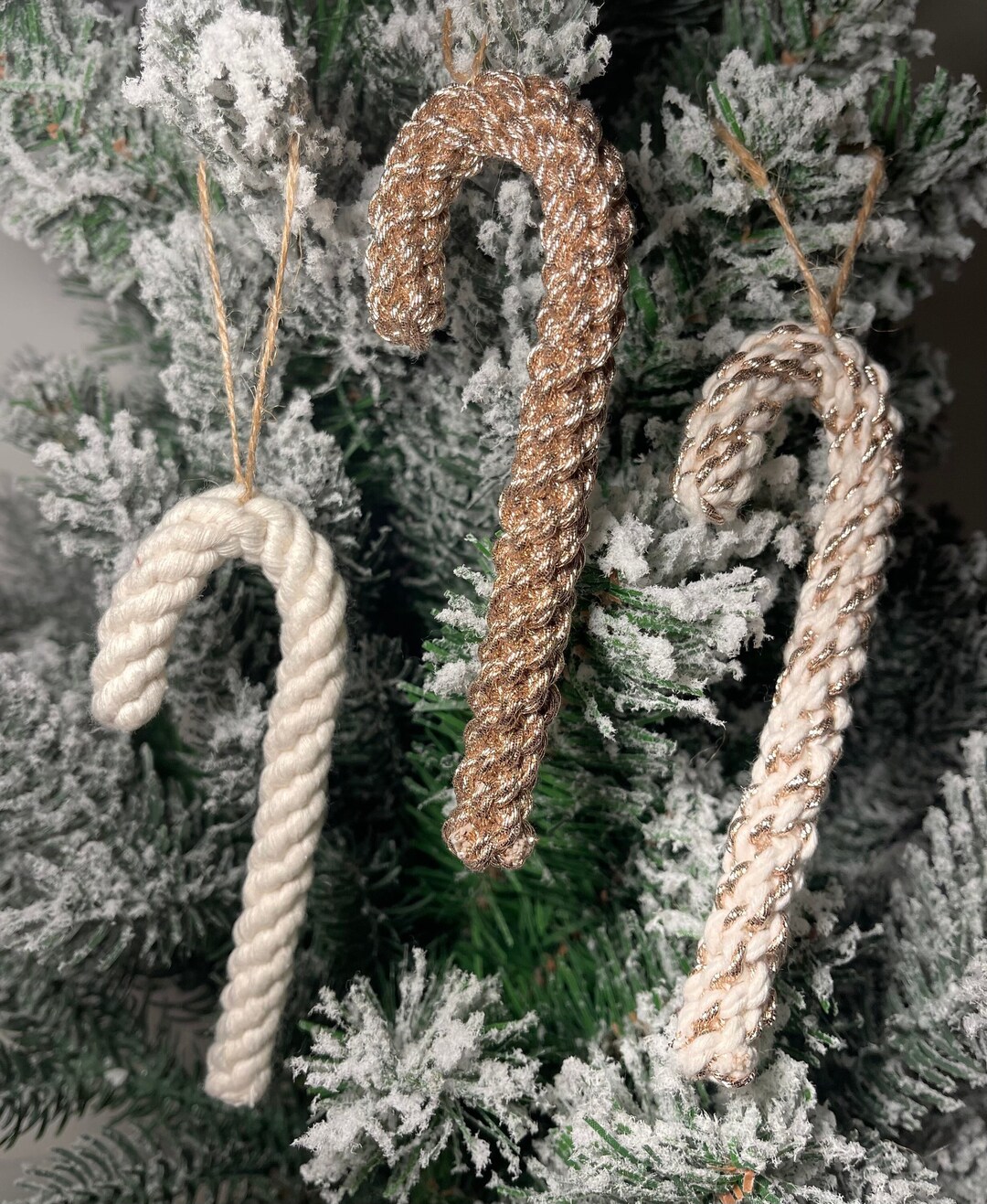 Handmade Macrame Candy Cane Christmas Decorations - Etsy UK