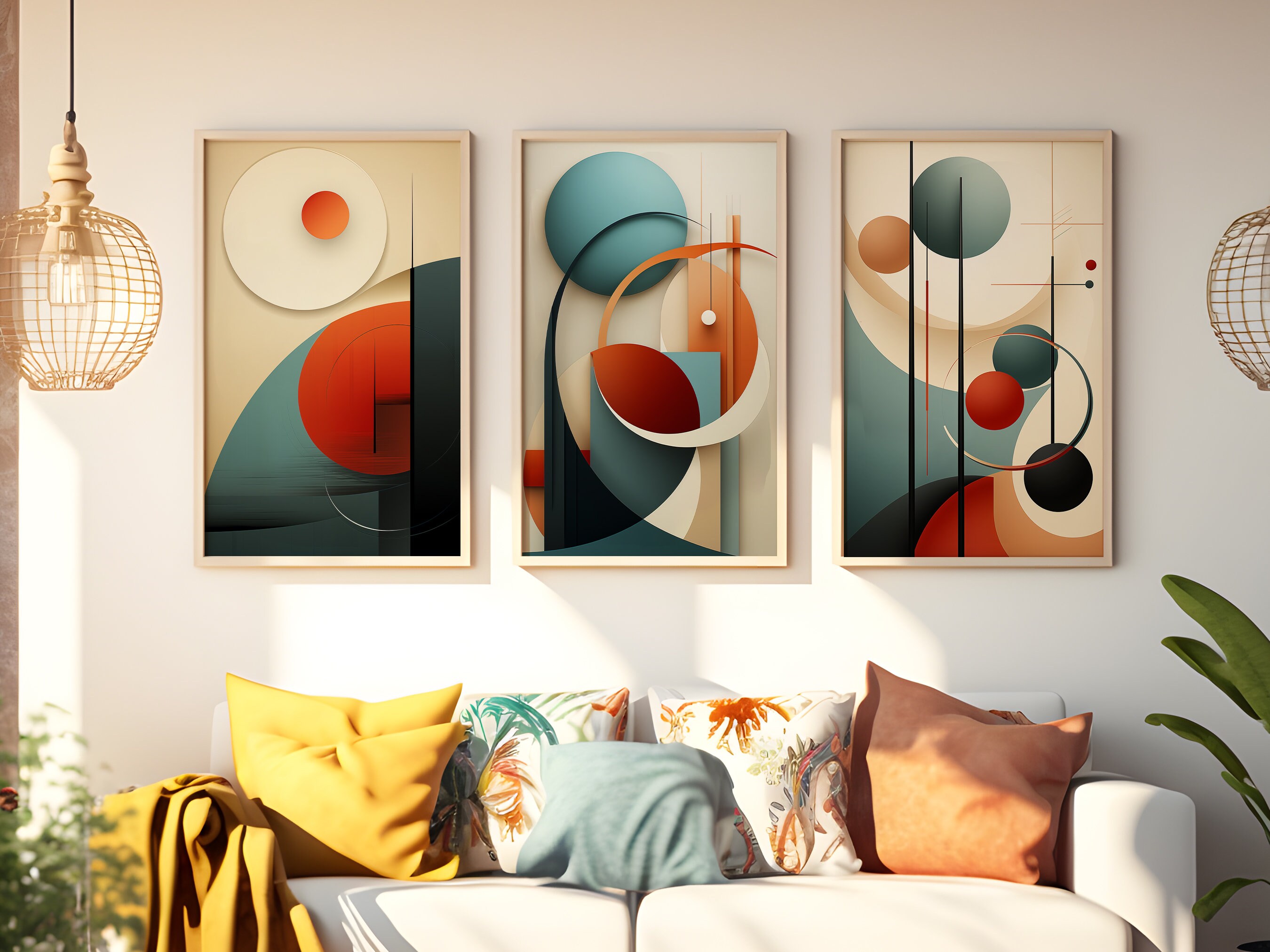 Modern Colorful Art Print Set of 3, Geometric Abstract Print ...