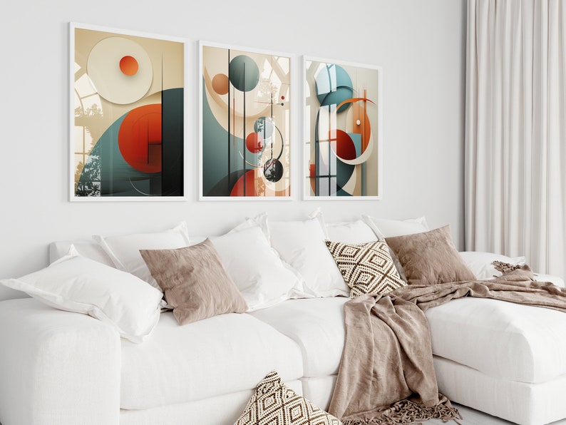 Modern Colorful Art Print Set of 3, Geometric Abstract Print ...