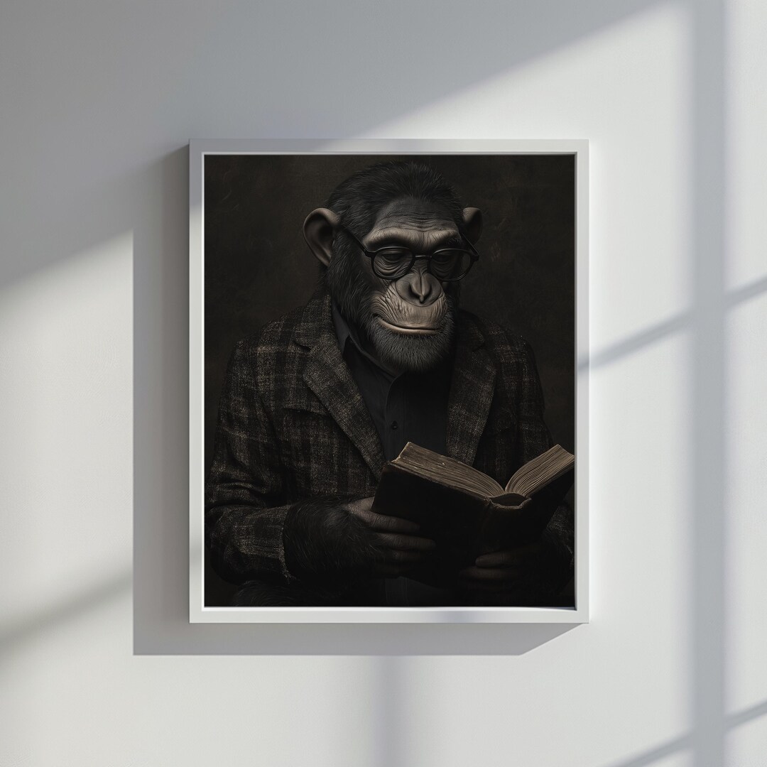 Chimpanzee Professor Printable Wall Art | Funny Smart Animal Digital ...