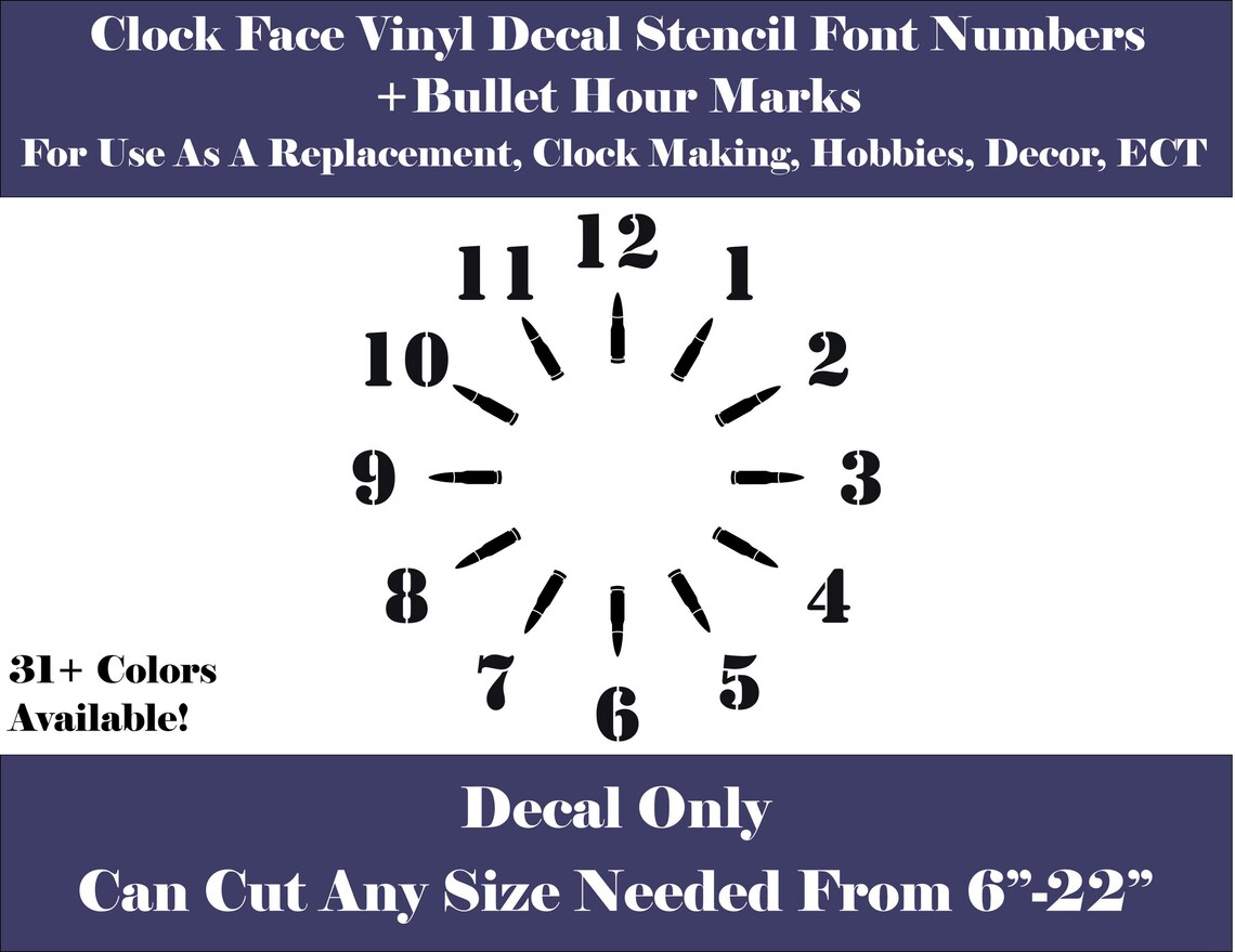 Clock Face Vinyl Decal Replacement/clock Making/hobby/decor Transfer ...