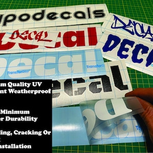 Custom Vinyl Lettering Transfer Decal Personalized Text Weatherproof UV ...