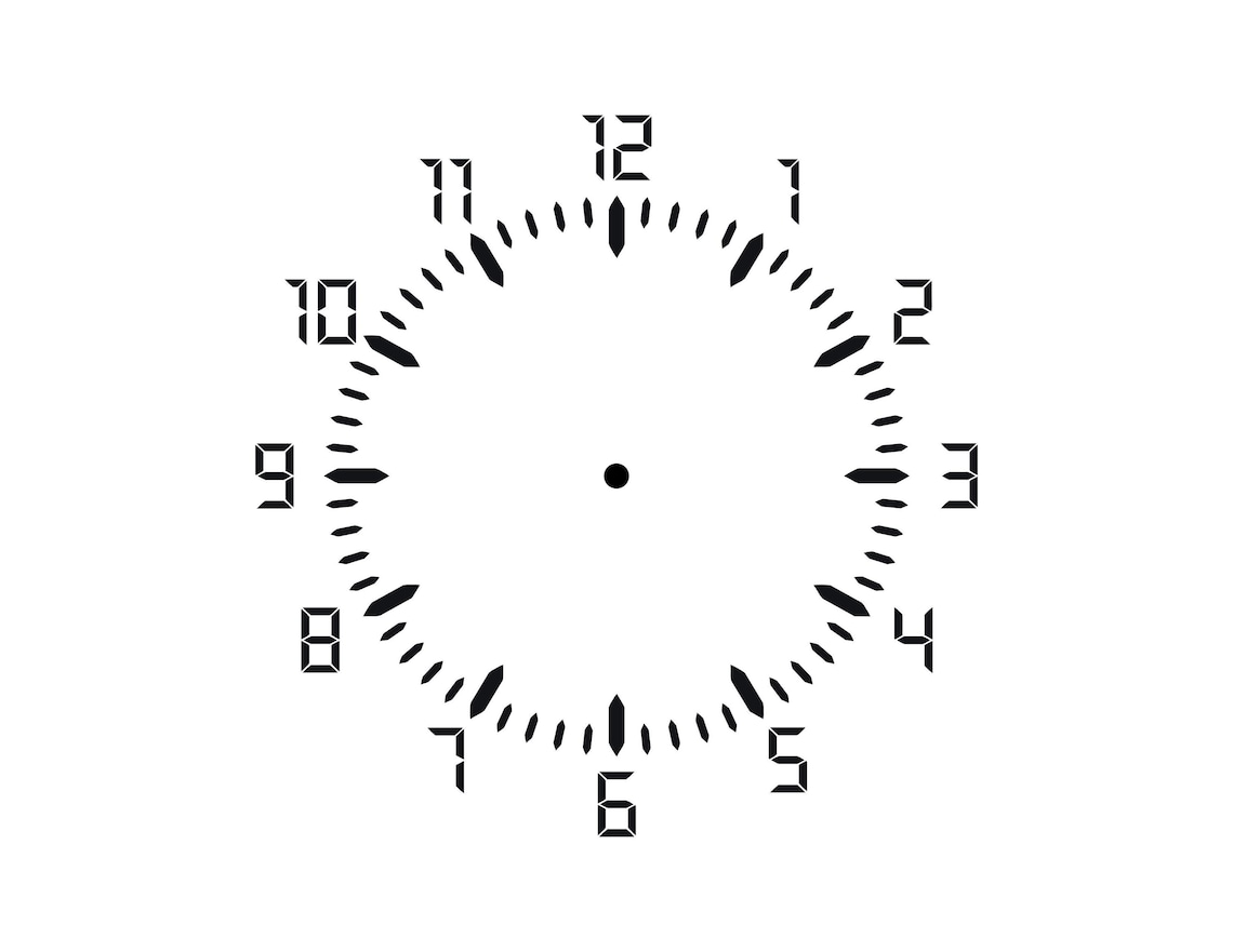 Clock Face SVG Cut Ready LCD Display Style Number Font Clock Face ...