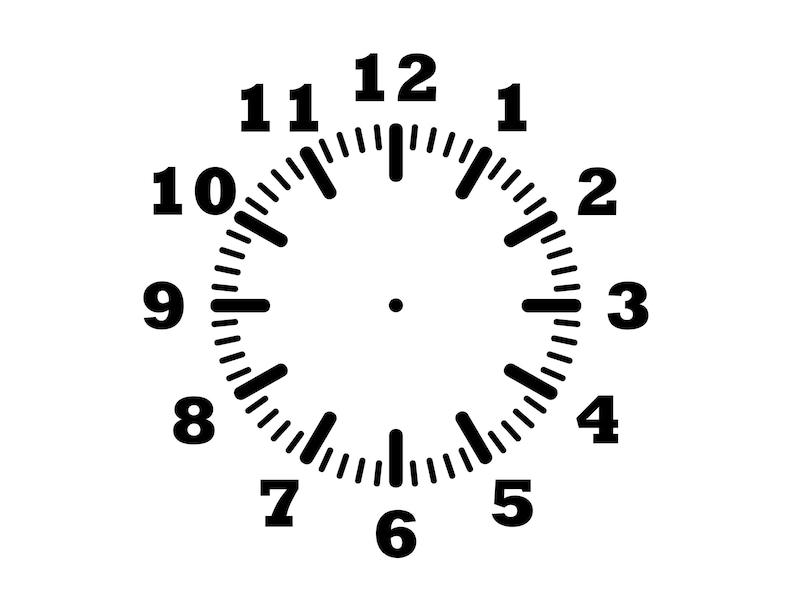 Clock Face SVG Cut Ready Medium Size Numbers Clock Face Template Png ...