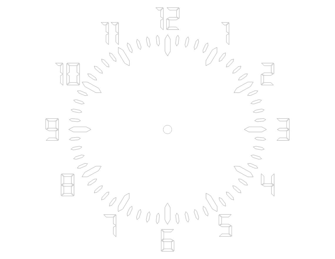 Clock Face SVG Cut Ready LCD Display Style Number Font Clock Face ...