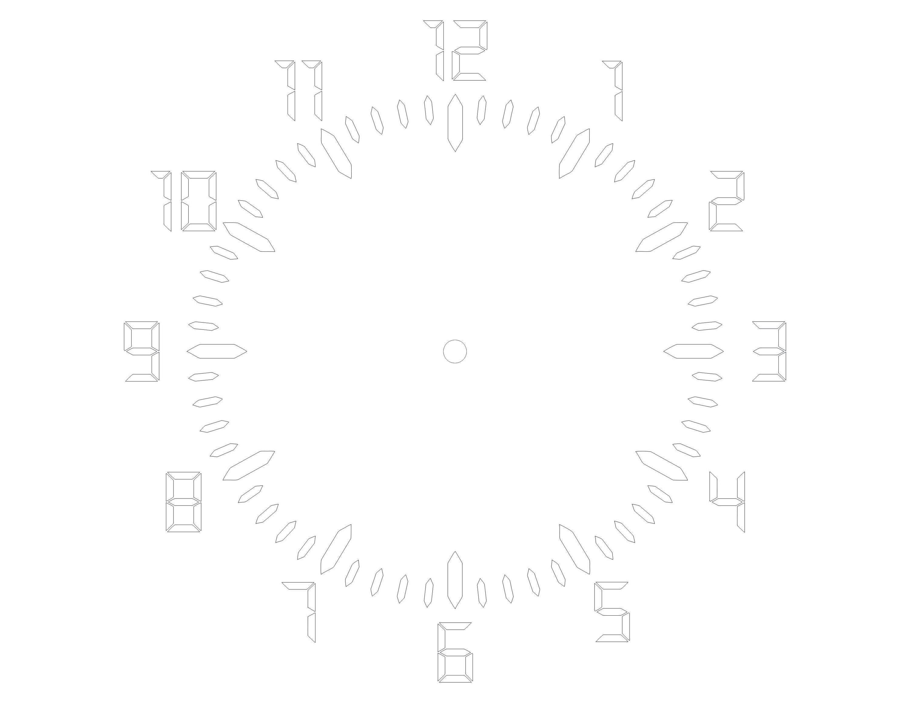 Clock Face SVG Cut Ready LCD Display Style Number Font Clock Face ...