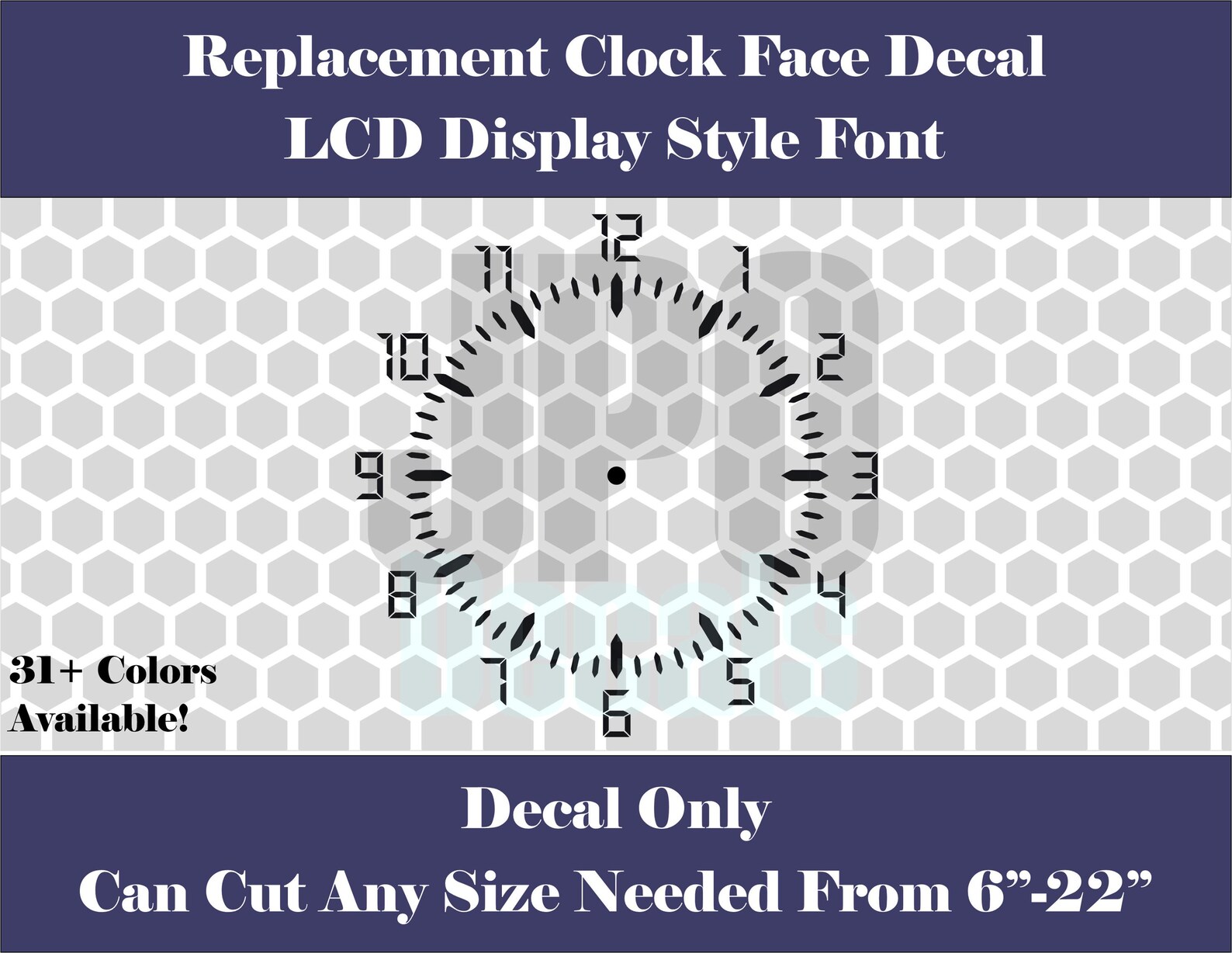 LCD Display Style Clock Face Vinyl Decal, DIY Clock Making (6 to 22 ...
