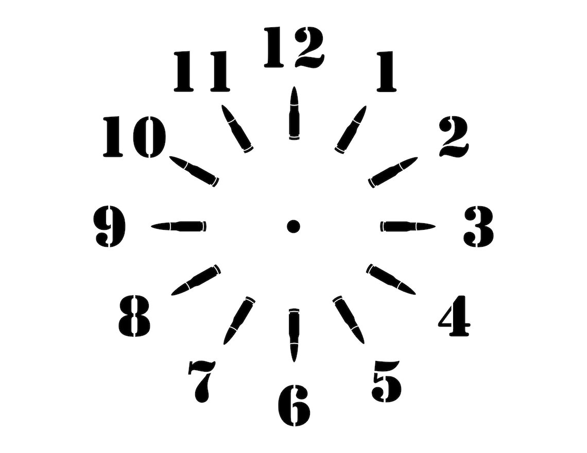 Clock Face SVG Cut Ready Bullets & Numbers Clock Face Template Png-svg ...