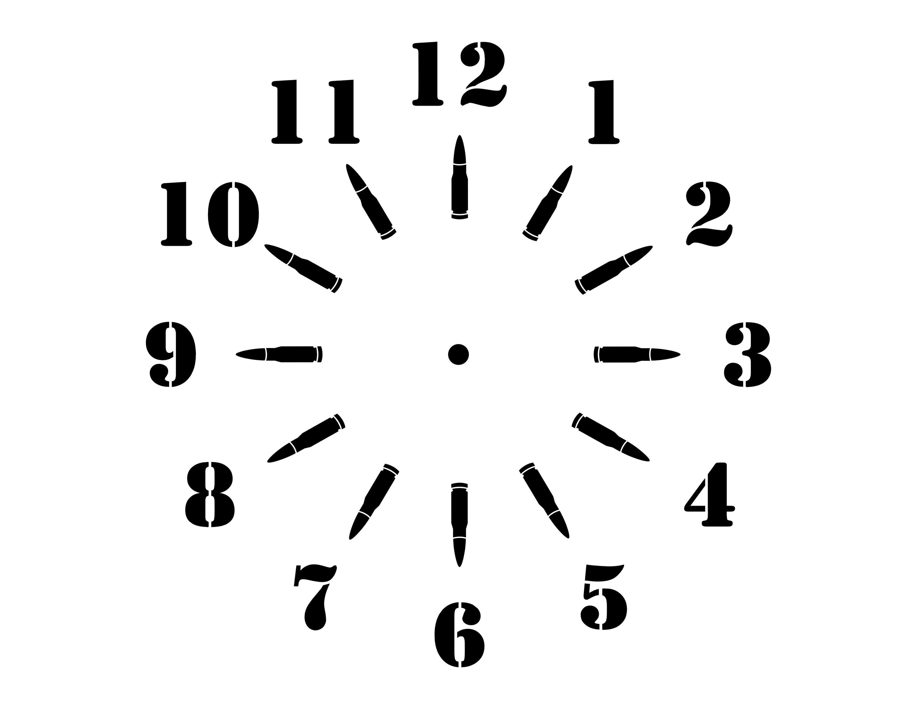 Clock Face SVG Cut Ready Bullets & Numbers Clock Face Template Png-svg ...