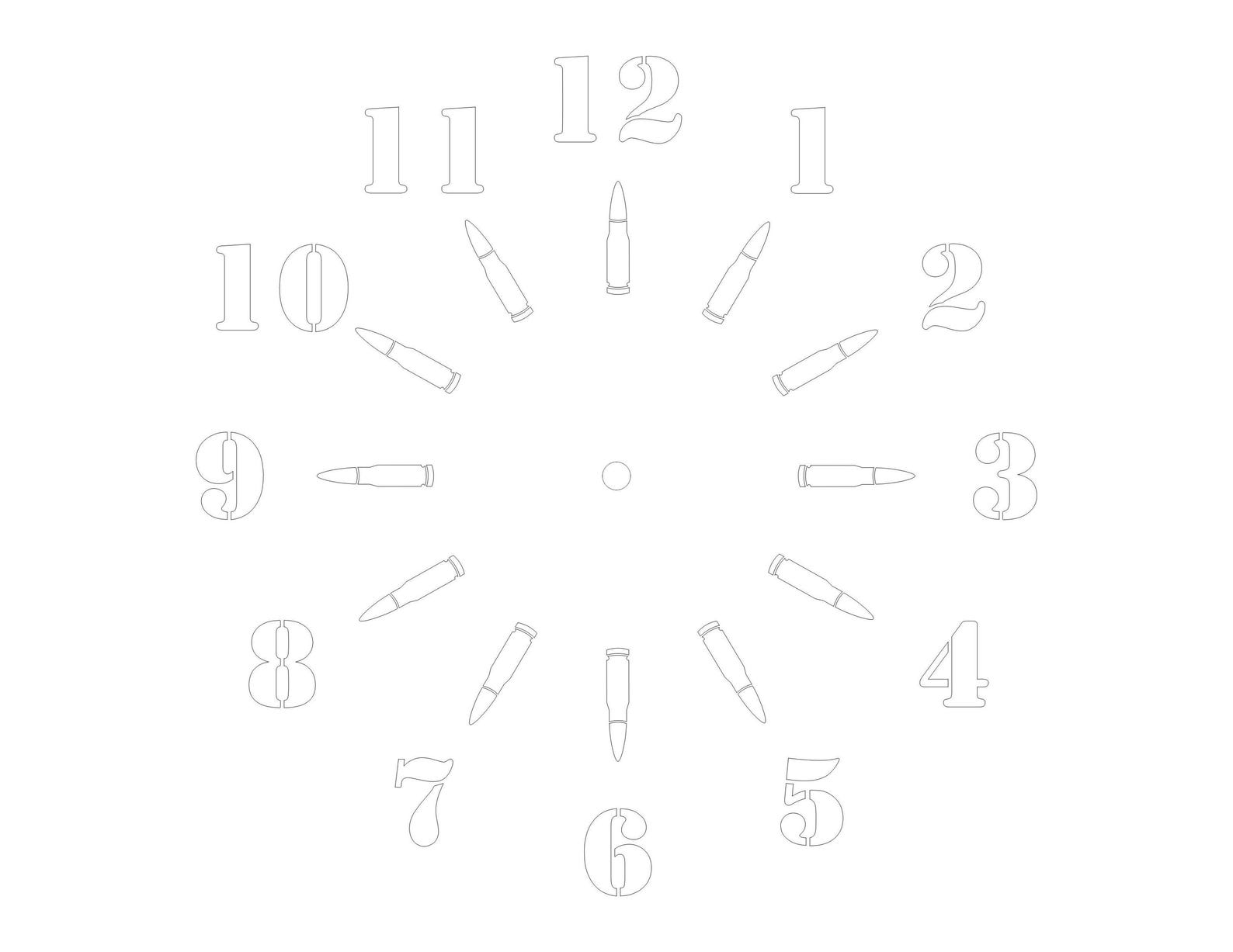 Clock Face SVG Cut Ready Bullets & Numbers Clock Face Template Png-svg ...