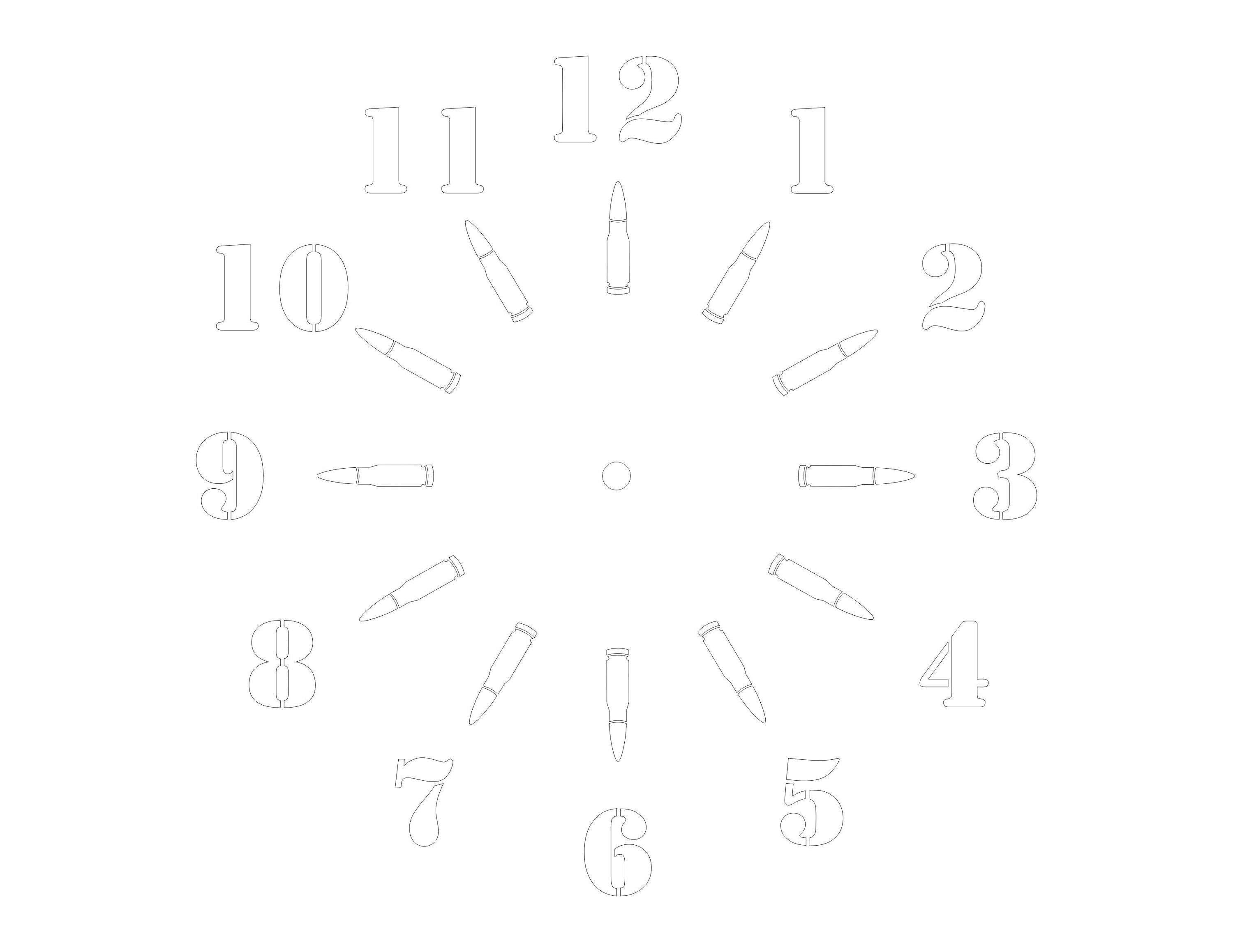 Clock Face SVG Cut Ready Bullets & Numbers Clock Face Template Png-svg ...