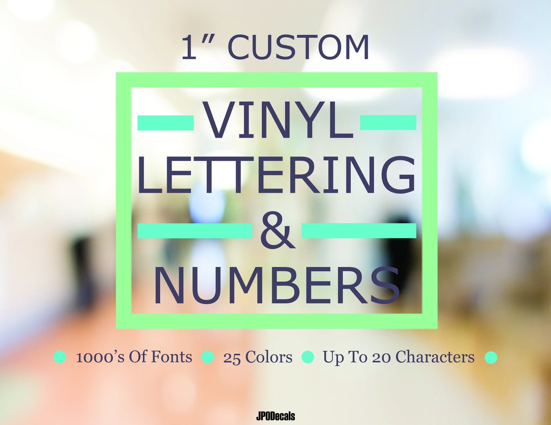1 Inch Custom Lettering or Numbers Vinyl Decal Transfer Sticker Made ...