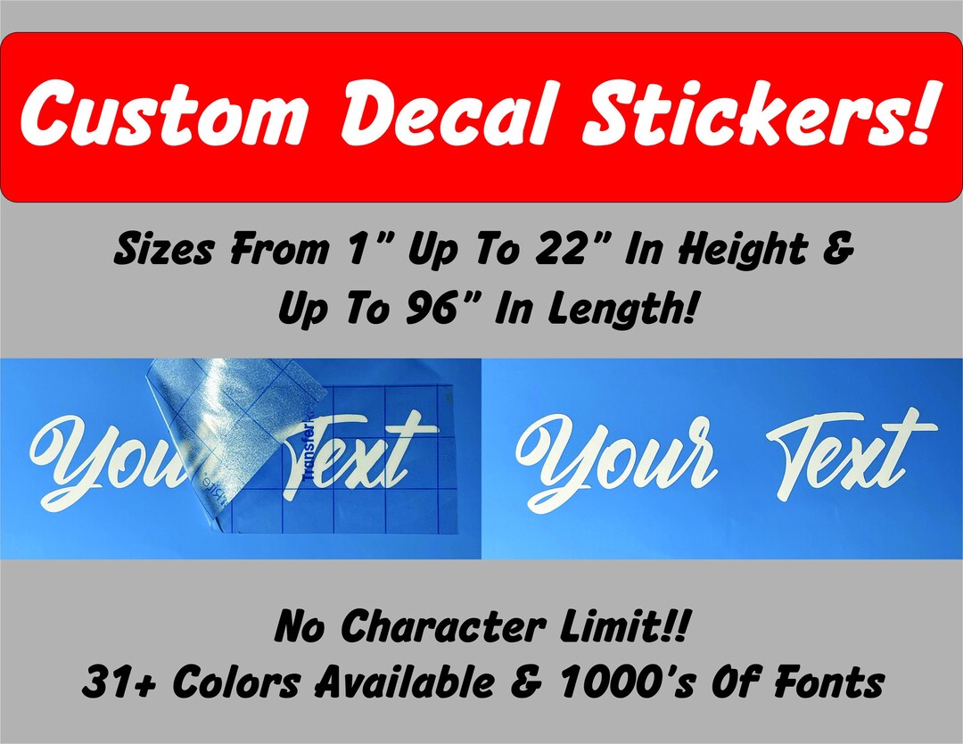 Custom Vinyl Lettering Transfer Decal Sticker Any Text Any Font UV Resistant Weatherproof Vinyl ...
