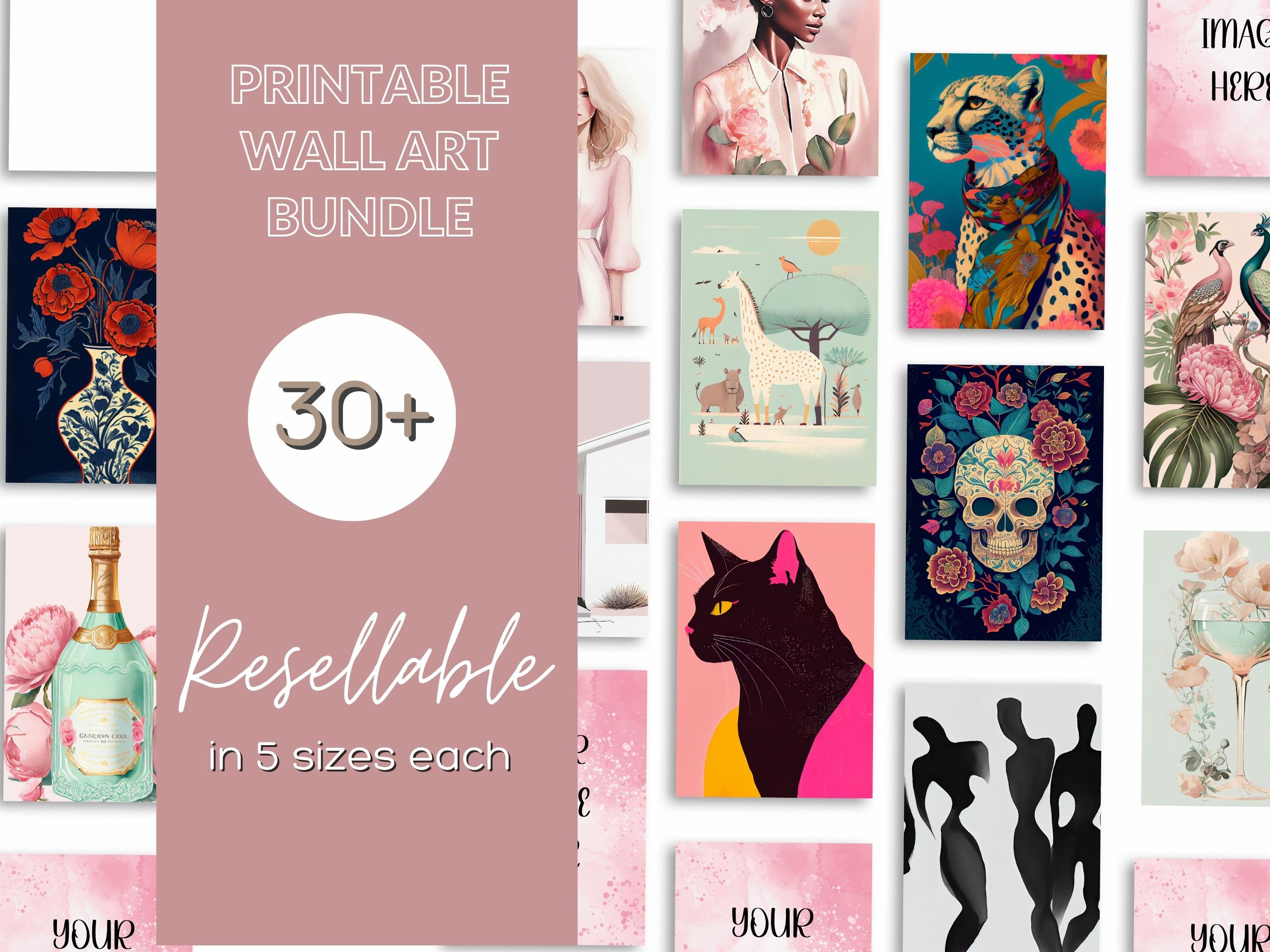 Printable Wall Art, House Warming Gift, Resalable Wall Arts Bundle in 5 ...