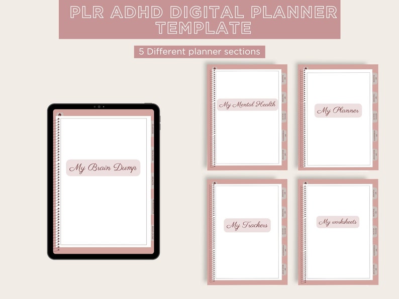 PLR ADHD Digital Planner to Resell, Undated Hyperlinked Digital ...