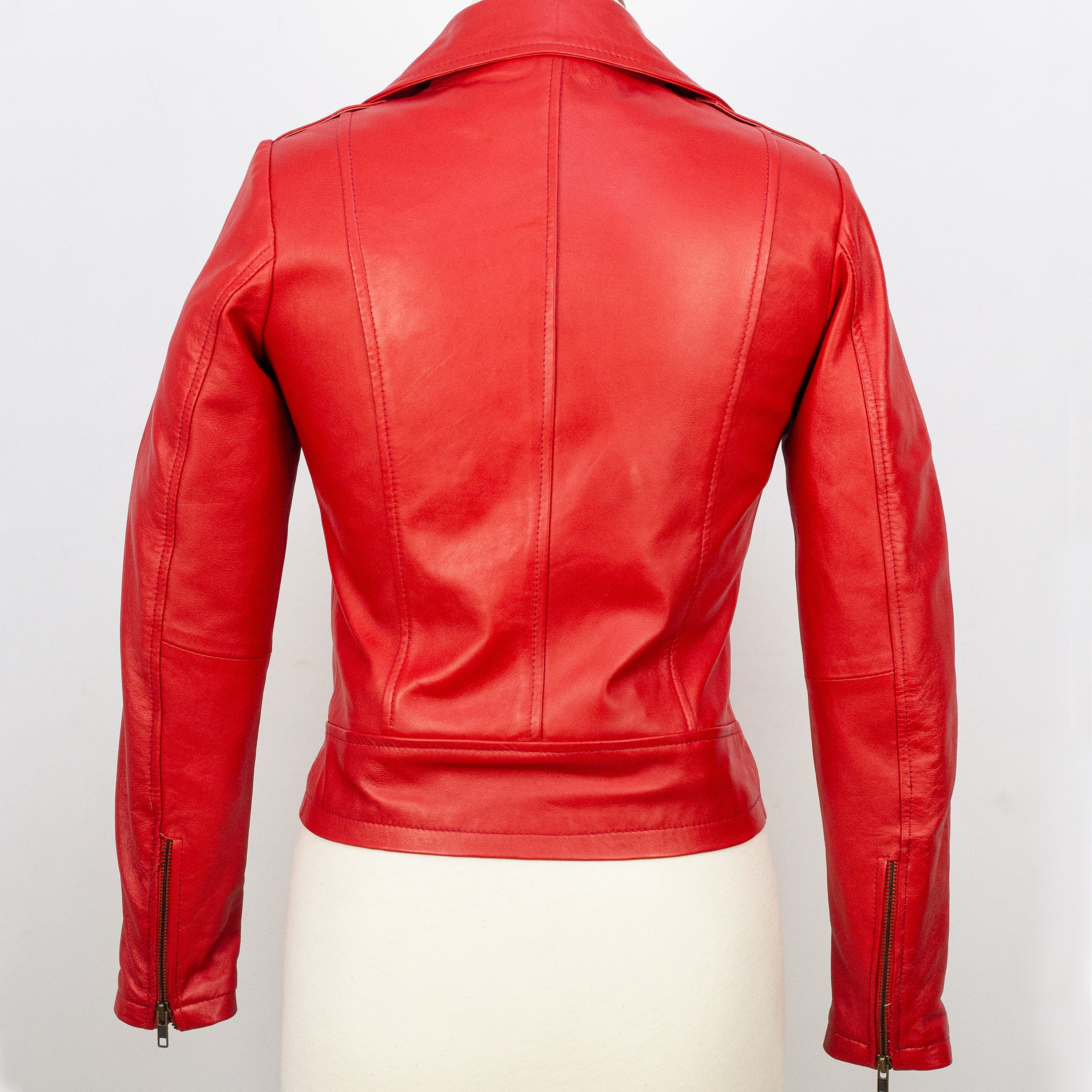 Womens Red Leather Coat, Womens Motorcycle Coat, Red Leather Bomber ...