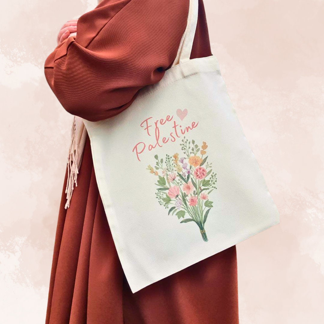 Flower Bouquet Free Palestine Tote Gaza Support Pro-palestinian Apparel ...