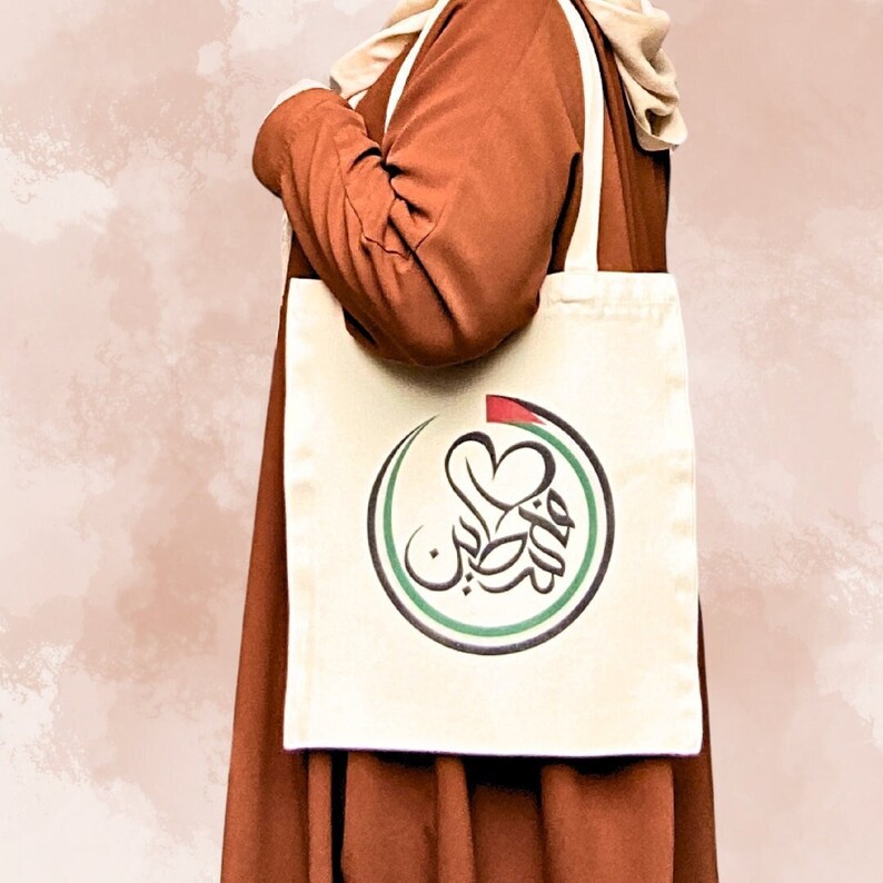 Palestinian Flag Arabic Calligraphy Tote Bag Pro-palestinian Apparel ...
