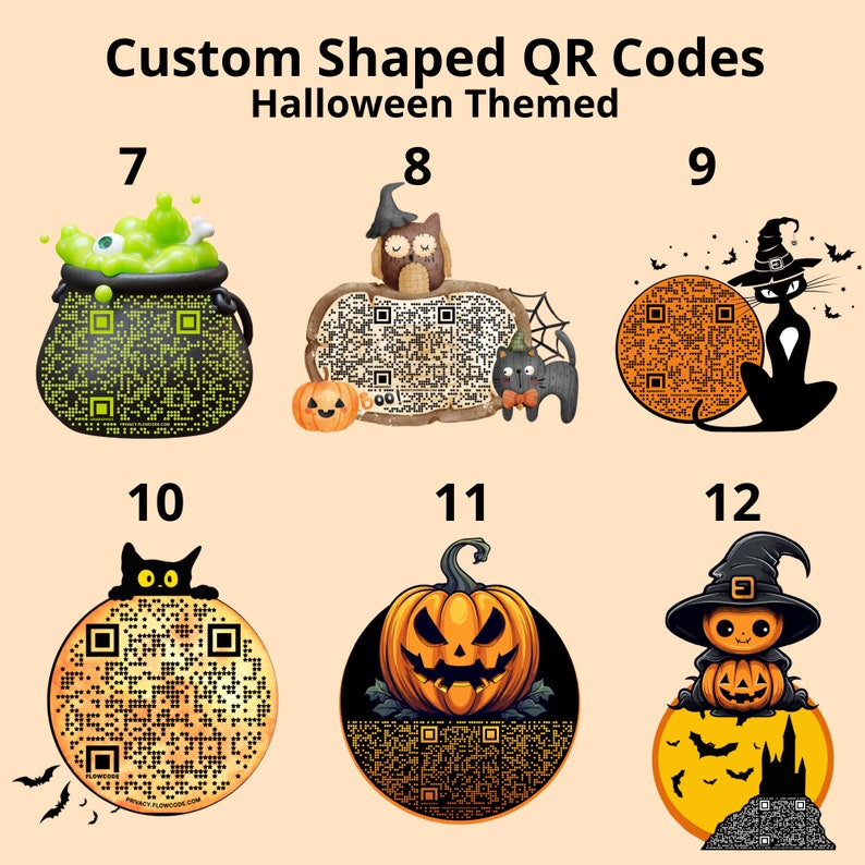 Fall Halloween Themed Custom Shaped QR Codes Flyers, Digital Download ...