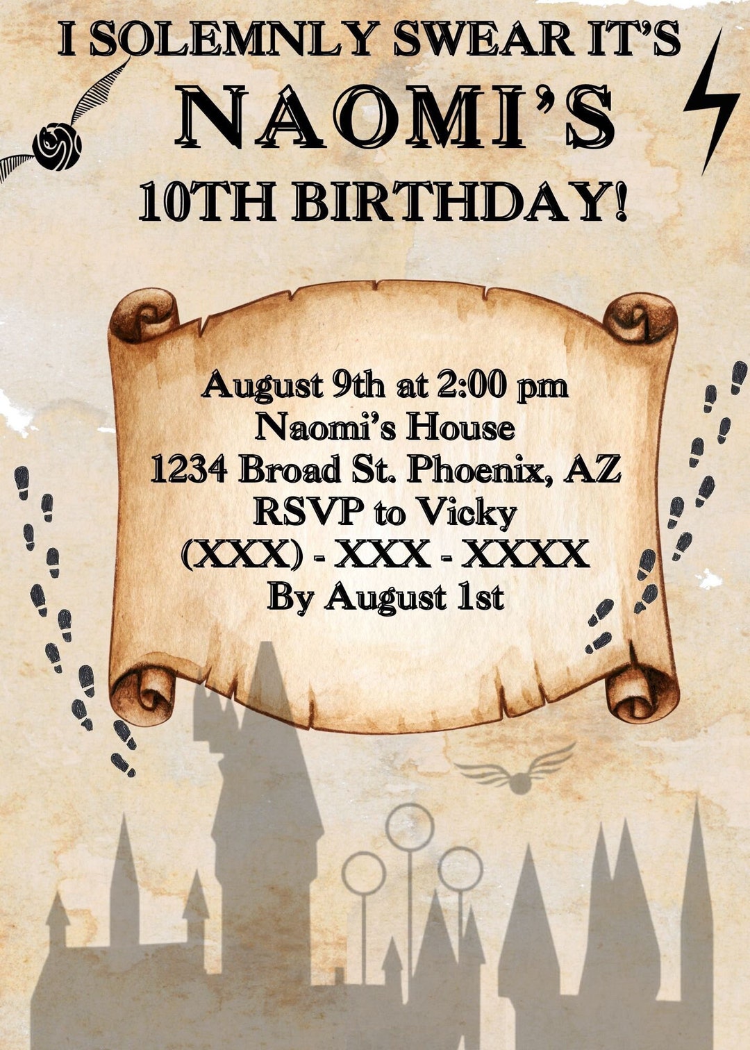 Harry Potter Custom Birthday Invitation - Etsy