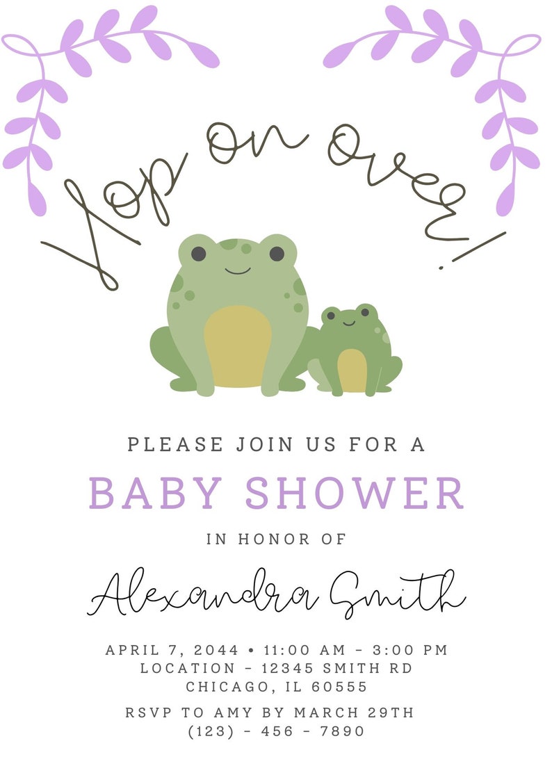 Frog Themed Baby Shower Invitation - Etsy