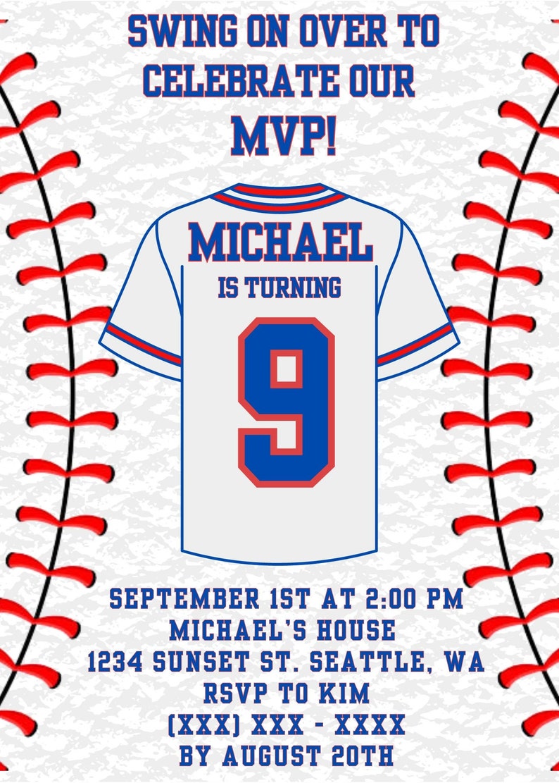 Baseball Custom Birthday Invitation - Etsy