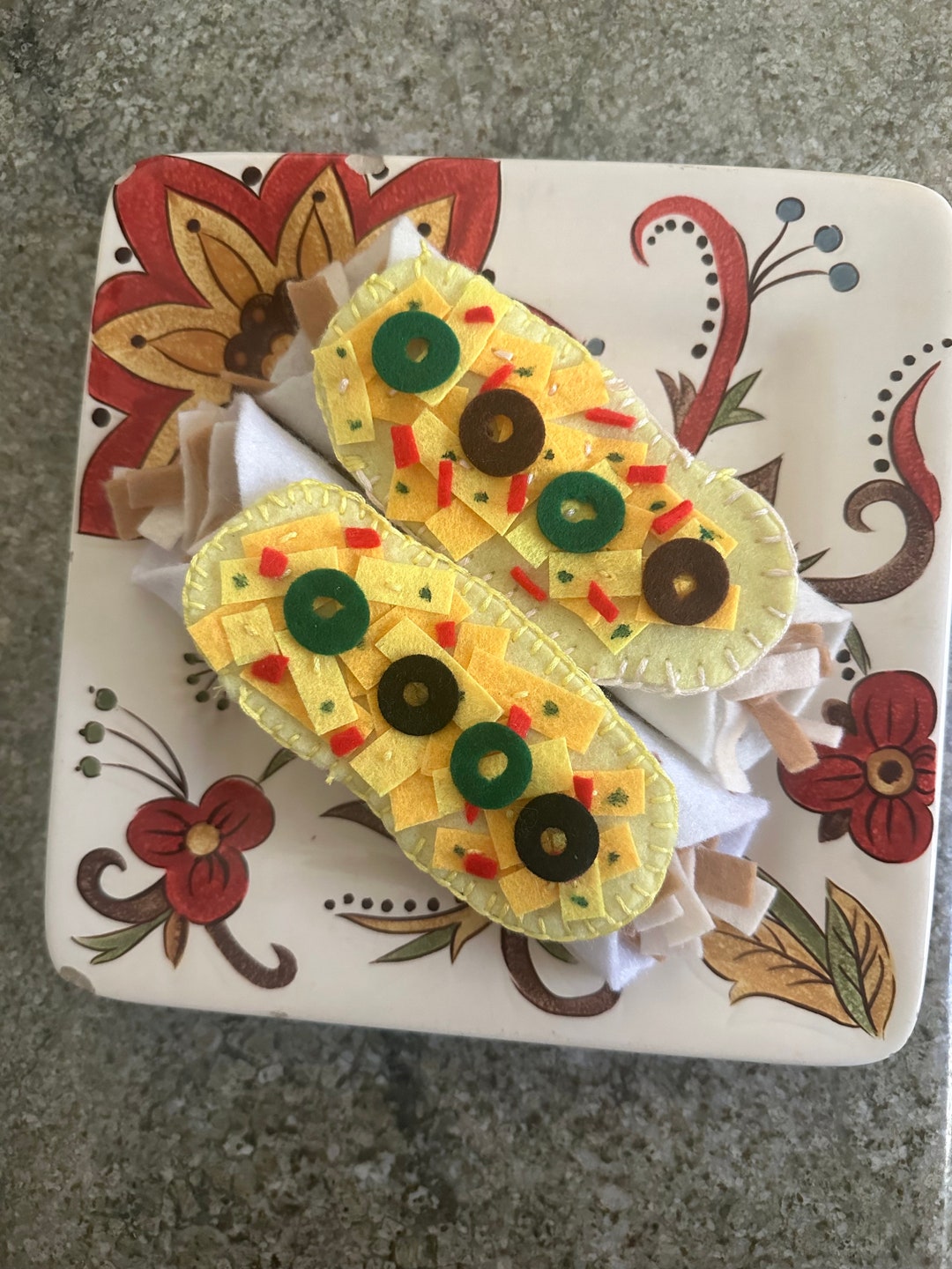 Felt Play Food Chicken Enchilada Suiza Menu, Handmade Fun Felt Taco ...