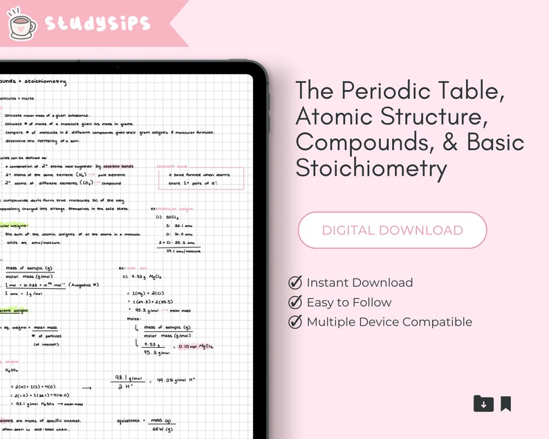 The Periodic Table, Atomic Structure, Compounds & Basic Stoichiometry | Handwritten Chemistry ...