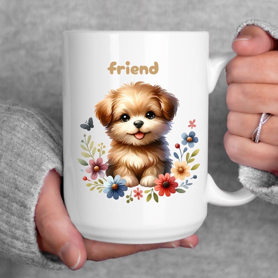 Dog Mug Cute Dog Mug Coffee Mug Dog Dog Illustration Ai Generate 15 Oz ...