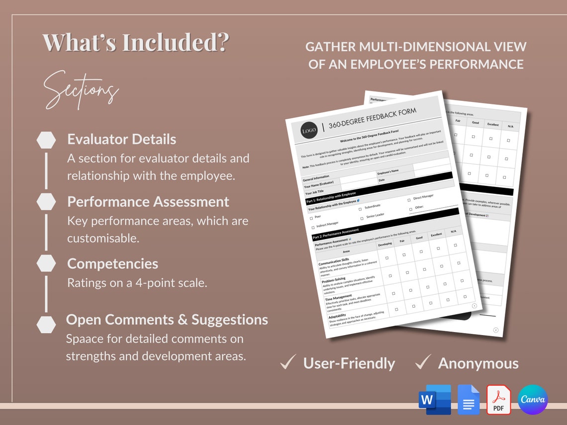 Employee Performance 360-degree Feedback Form Performance Evaluation ...