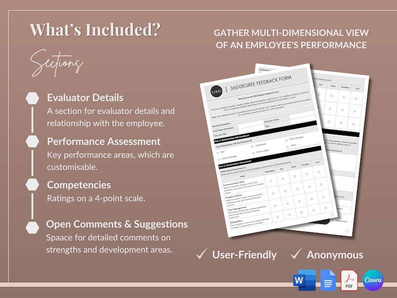 Employee Performance 360-degree Feedback Form Performance Evaluation ...